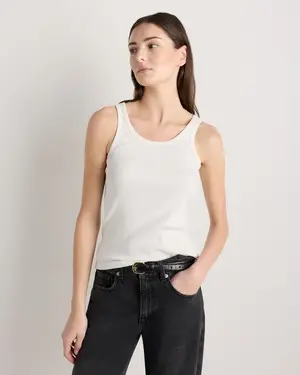 Quince Organic Cotton Micro-ribbed Tank Top - Soft White