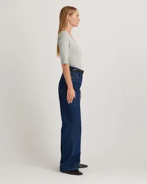Quince Organic Cotton Micro-rib Elbow Sleeve T-shirt - Heather Grey