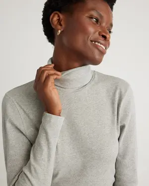 Quince Micro-rib Turtleneck Sweater - Heather Grey
