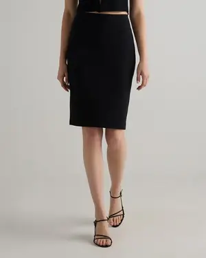 Quince Ultra-stretch Ponte Pencil Skirt - Black