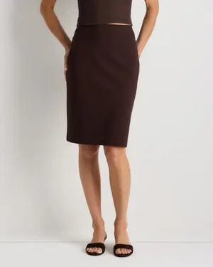 Quince Ultra-stretch Ponte Pencil Skirt - Espresso