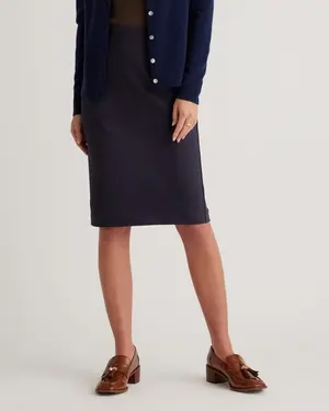 Quince Ultra-stretch Ponte Pencil Skirt - Navy