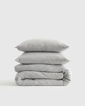 Quince Mongolian Cashmere Cotton Duvet Cover Set - Grey