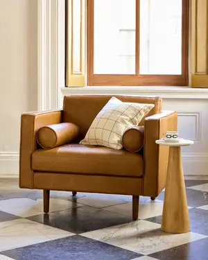 Quince Italian Leather Midcentury Accent Chair