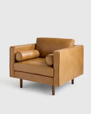 Quince Italian Leather Midcentury Accent Chair