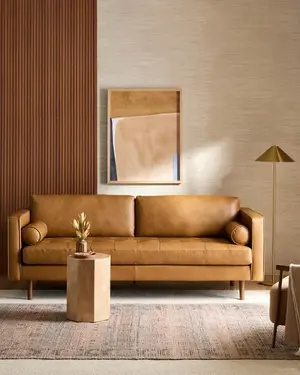 Quince Italian Leather Midcentury Sofa