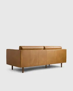 Quince Italian Leather Midcentury Sofa