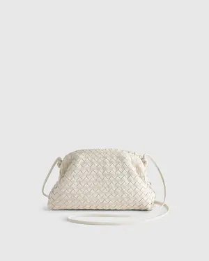 Quince Naomi Handwoven Leather Clutch - Bone