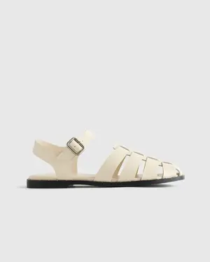 Quince Italian Leather Fisherman Sandal - Bone