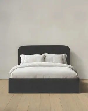 Quince Curved Bed In Performance Velvet - Graphite