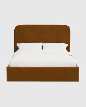 Quince Curved Bed In Performance Velvet - Walnut