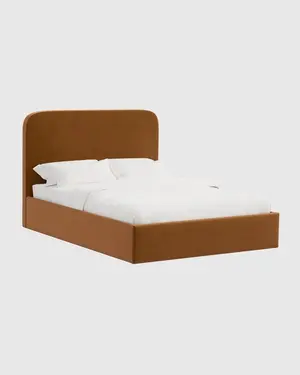 Quince Curved Bed In Performance Velvet - Walnut
