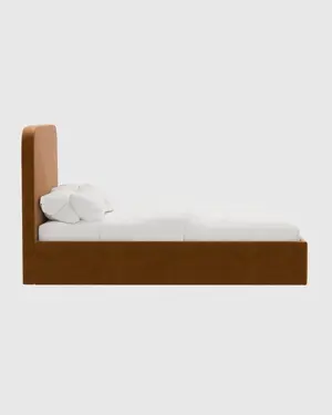 Quince Curved Bed In Performance Velvet - Walnut