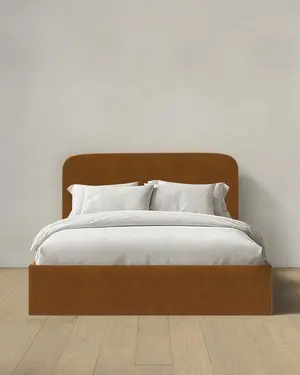 Quince Curved Bed In Performance Velvet - Walnut