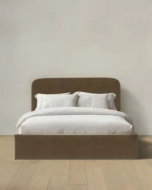 Quince Curved Bed In Performance Velvet Walnut