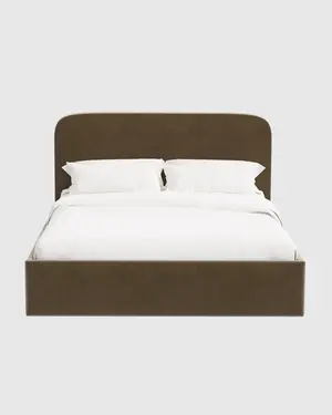 Quince Curved Bed In Performance Velvet - Walnut