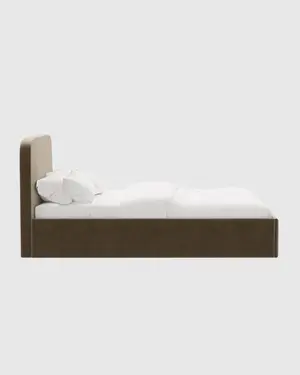 Quince Curved Bed In Performance Velvet - Walnut