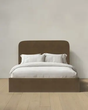 Quince Curved Bed In Performance Velvet - Walnut