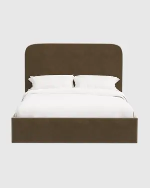 Quince Curved Bed In Performance Velvet - Walnut