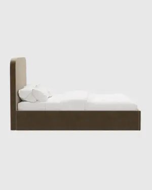 Quince Curved Bed In Performance Velvet - Walnut