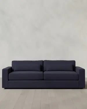 Quince Ashford Deep Seat Performance Basketweave Sofa Navy