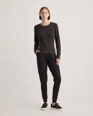 Quince Micro-rib Long Sleeve T-shirt - Black
