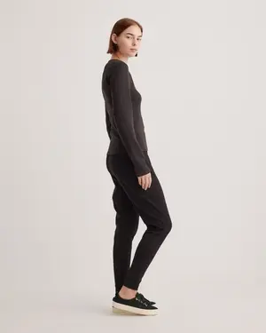 Quince Micro-rib Long Sleeve T-shirt - Black