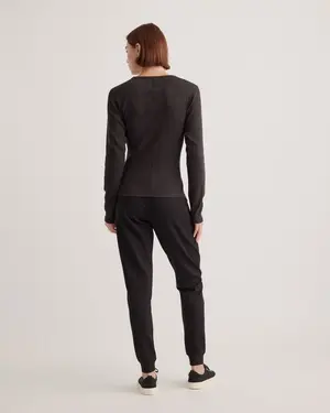 Quince Micro-rib Long Sleeve T-shirt - Black