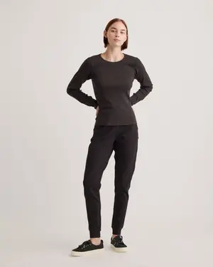 Quince Micro-rib Long Sleeve T-shirt - Black