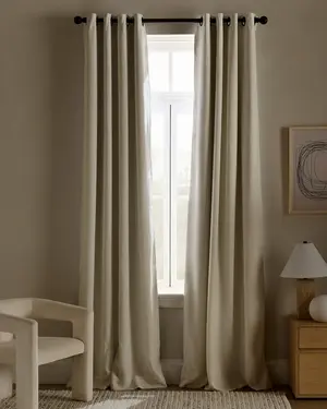 Quince European Linen Grommet True Blackout Curtain Single Panel - Ivory