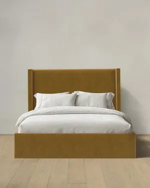 Quince Wingback Bed In Performance Velvet Butterscotch