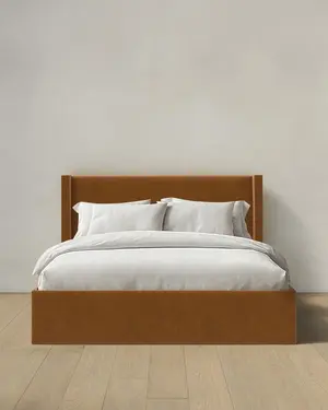 Quince Wingback Bed In Performance Velvet Copper