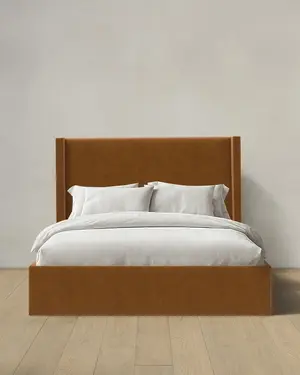 Quince Wingback Bed In Performance Velvet - Copper