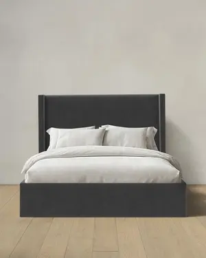 Quince Wingback Bed In Performance Velvet - Graphite