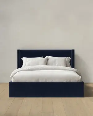 Quince Wingback Bed In Performance Velvet - Ocean