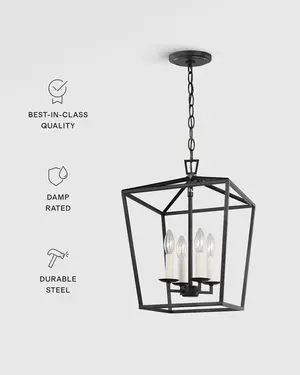 Quince Traditional Steel Lantern Pendant - Black