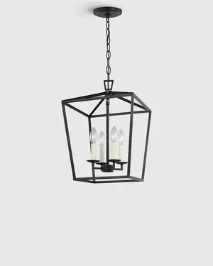 Quince Traditional Steel Lantern Pendant - Black