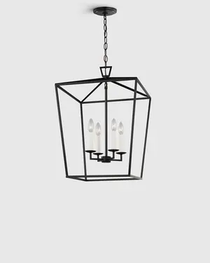 Quince Traditional Steel Lantern Pendant - Black