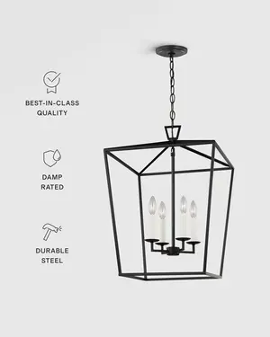 Quince Traditional Steel Lantern Pendant - Black