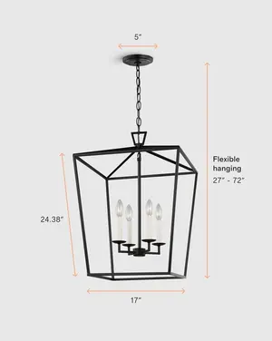 Quince Traditional Steel Lantern Pendant - Black