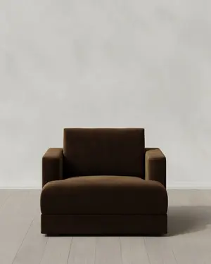 Quince Sierra Curved Arm Accent Chair In Performance Velvet - Java