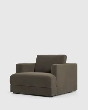 Quince Sierra Curved Arm Accent Chair In Performance Velvet - Java