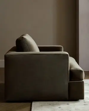 Quince Sierra Curved Arm Accent Chair In Performance Velvet - Java