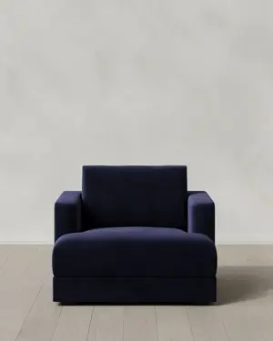 Quince Sierra Curved Arm Accent Chair In Performance Velvet - Midnight