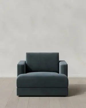 Quince Sierra Curved Arm Accent Chair In Performance Velvet - Pine