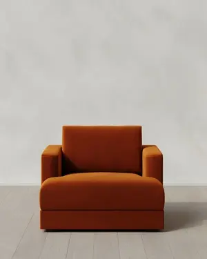 Quince Sierra Curved Arm Accent Chair In Performance Velvet - Rust