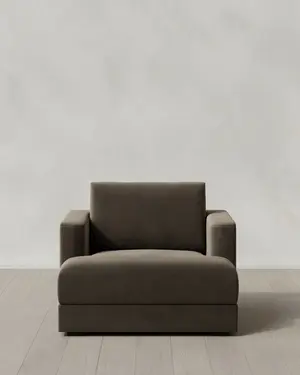Quince Sierra Curved Arm Accent Chair In Performance Velvet - Sable