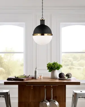 Quince Industrial Shaded Globe Pendant - Black