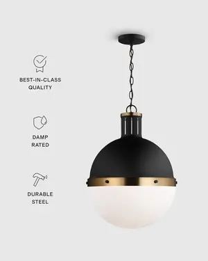 Quince Industrial Shaded Globe Pendant - Black