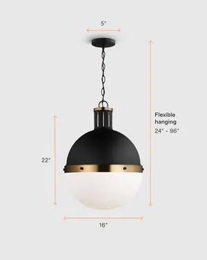 Quince Industrial Shaded Globe Pendant - Black